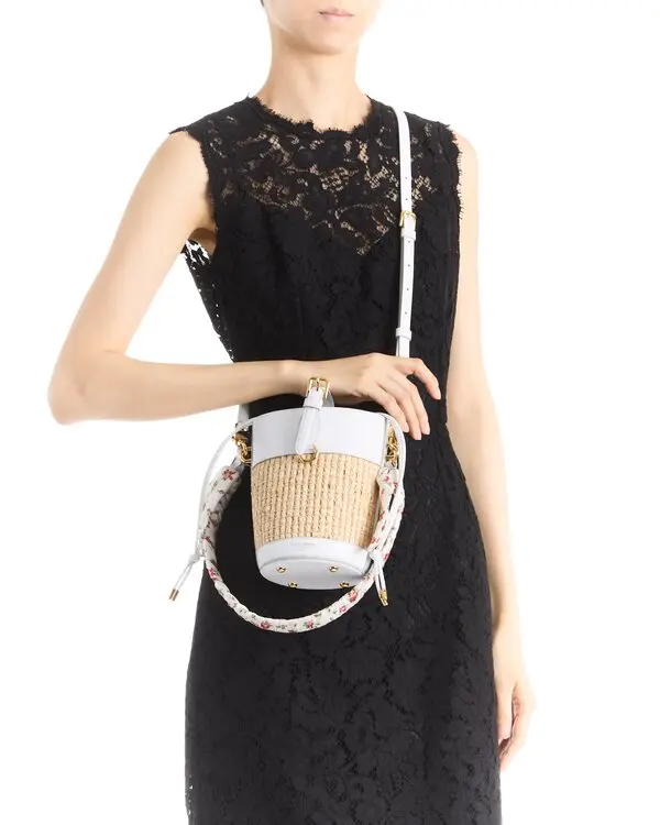 Dolce & Gabbana Woven Bucket Bag - Light Beige/white