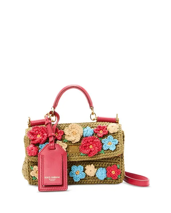 Dolce & Gabbana My Sicily Crocheted Top Handle Bag - Green