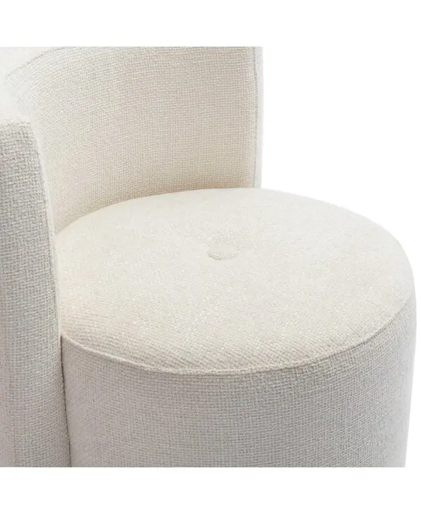 TOV FURNITURE Alyssa Chenille Rolling Desk Chair - White