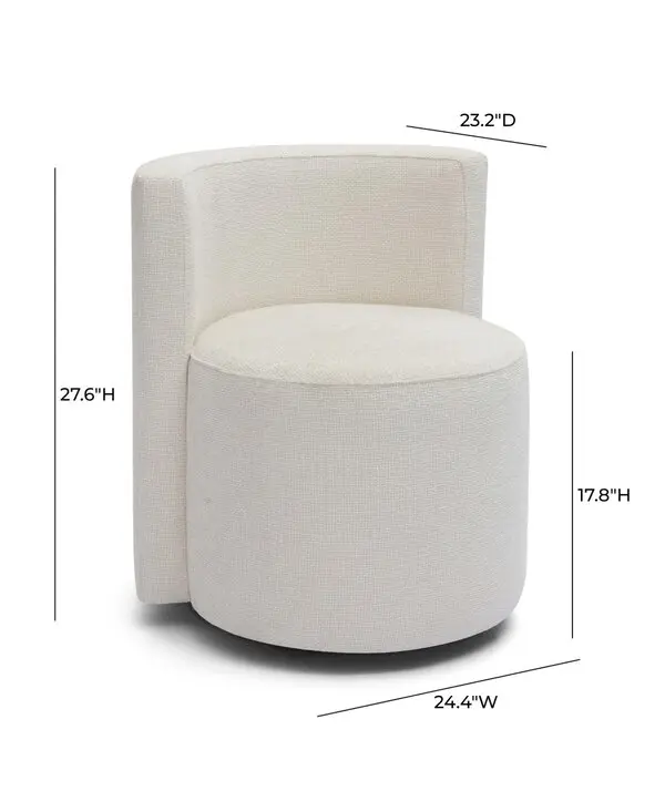 TOV FURNITURE Alyssa Chenille Rolling Desk Chair - White