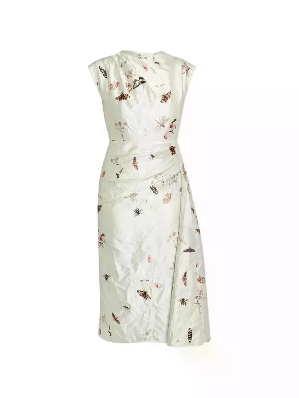 Erdem Draped Printed Midi Dress