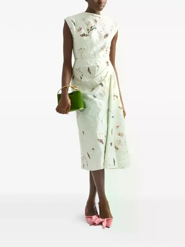 Erdem Draped Printed Midi Dress
