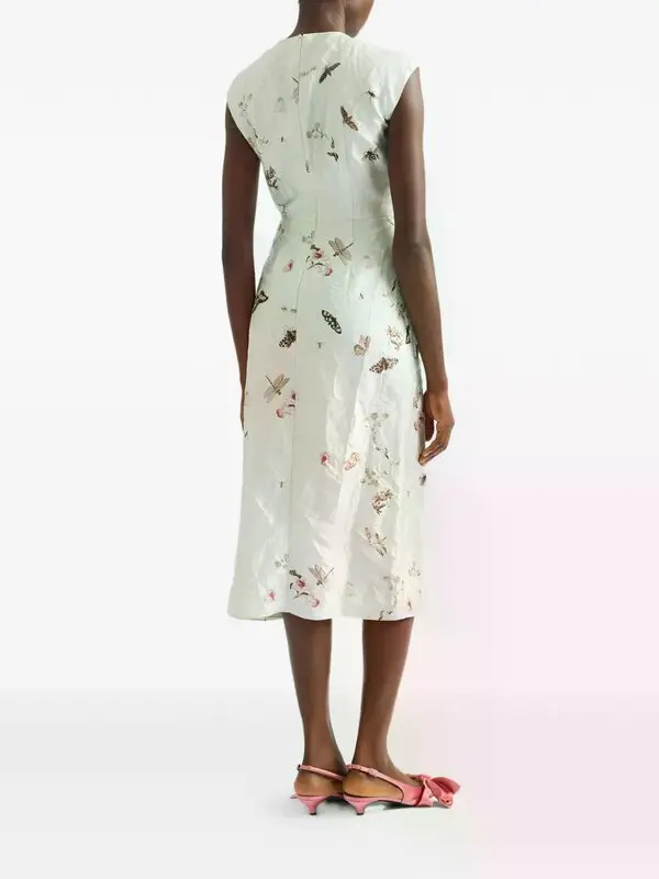 Erdem Draped Printed Midi Dress