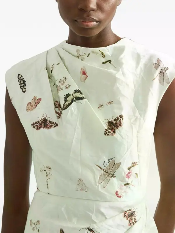 Erdem Draped Printed Midi Dress