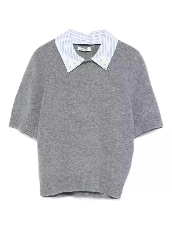 Sandro Detachable Striped-collar Wool Sweater