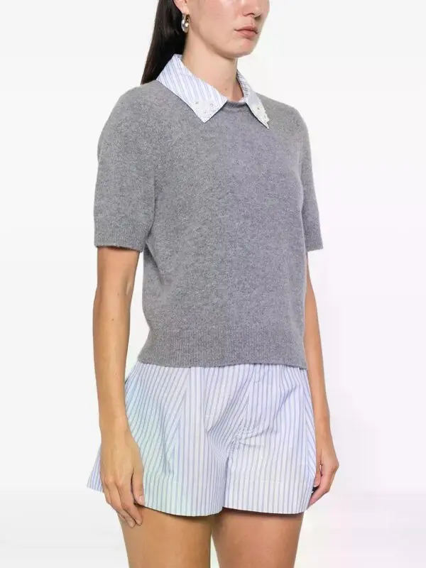 Sandro Detachable Striped-collar Wool Sweater