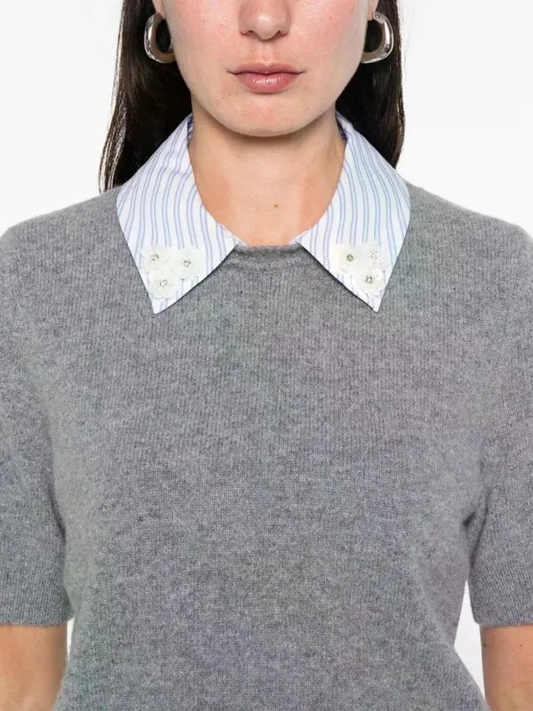 Sandro Detachable Striped-collar Wool Sweater