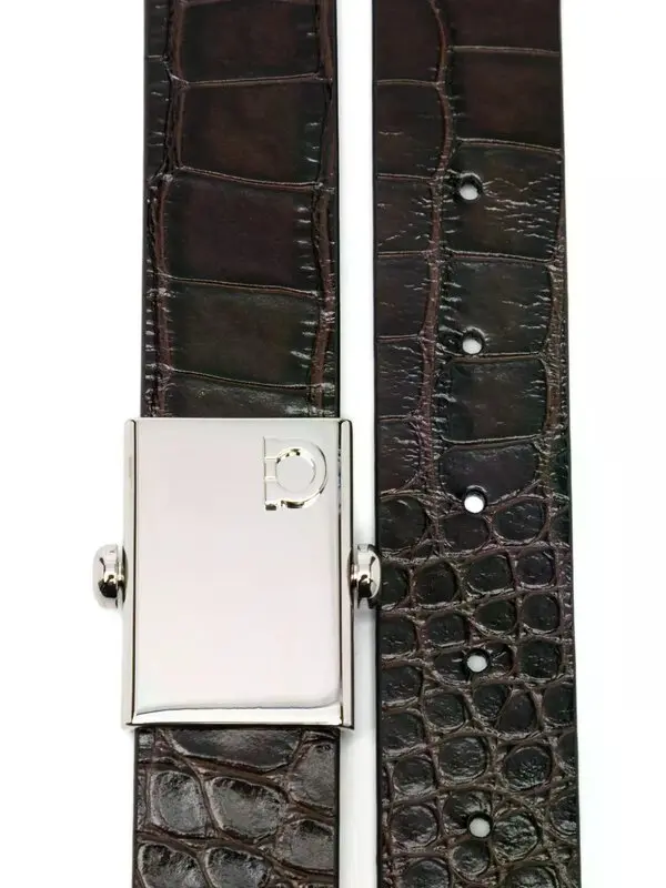 FERRAGAMO Crocodile-print Leather Belt