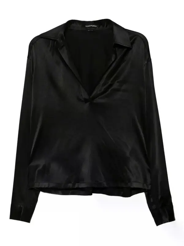 TOM FORD Silk Plunging V-neck Shirt