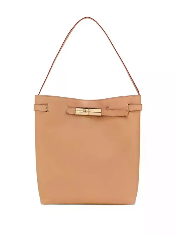 Longchamp Le Roseau Smooth Leather Shoulder Bag - Neutrals