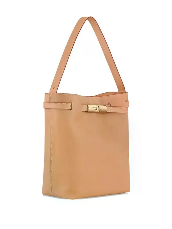 Longchamp Le Roseau Smooth Leather Shoulder Bag - Neutrals
