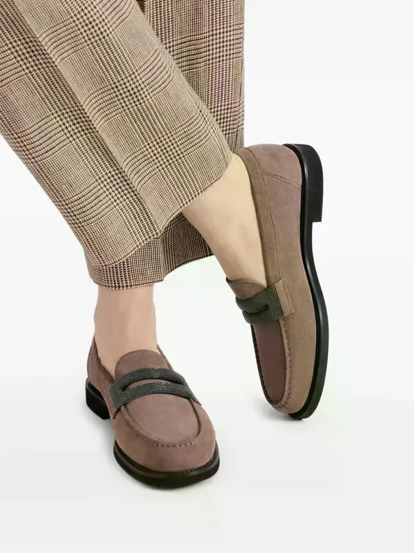 Brunello Cucinelli Suede Penny Loafers