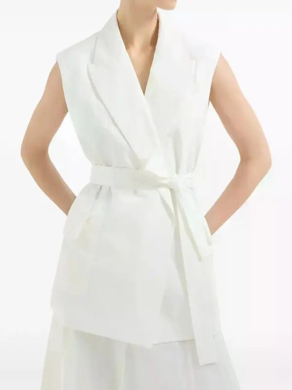 Brunello Cucinelli Belted Gilet In Techno Cotton Poplin