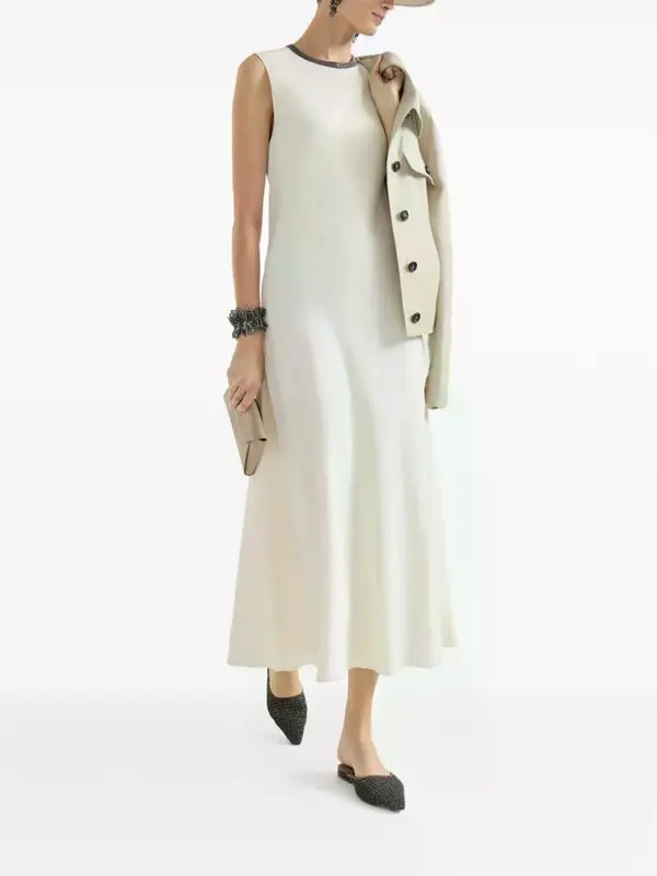 Brunello Cucinelli Contrasting-trim Midi Dress