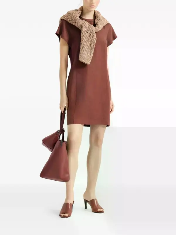 Brunello Cucinelli Mini Dress With Trim Detail - Orange