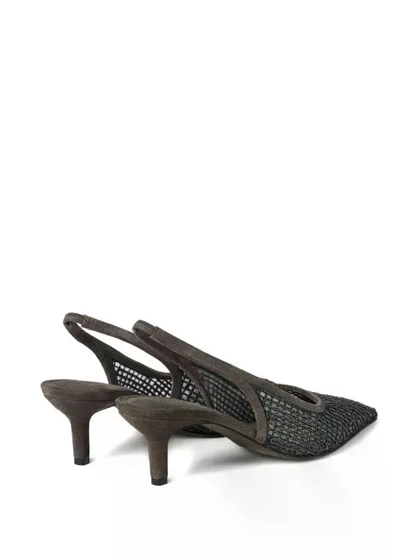 Brunello Cucinelli Net Embroidery Slingback Pumps