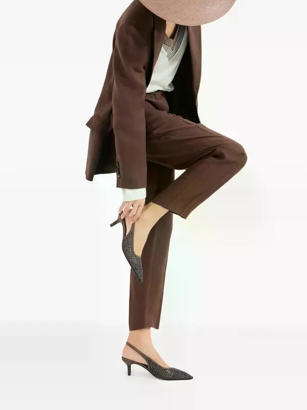 Brunello Cucinelli Net Embroidery Slingback Pumps