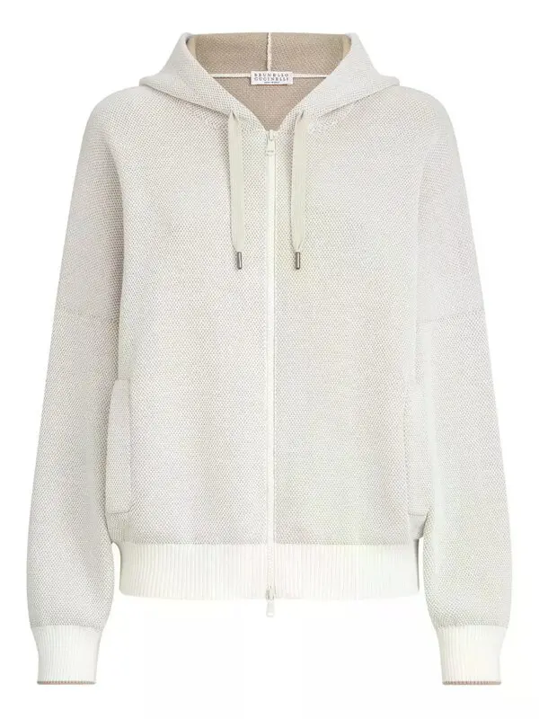 Brunello Cucinelli Honeycomb Zip-up Hoodie