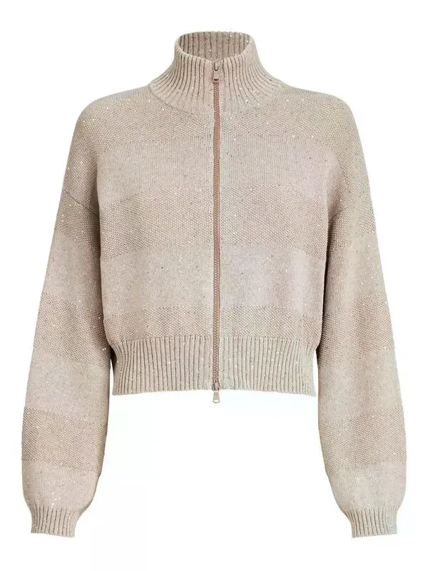 Brunello Cucinelli Striped Zip Cardigan
