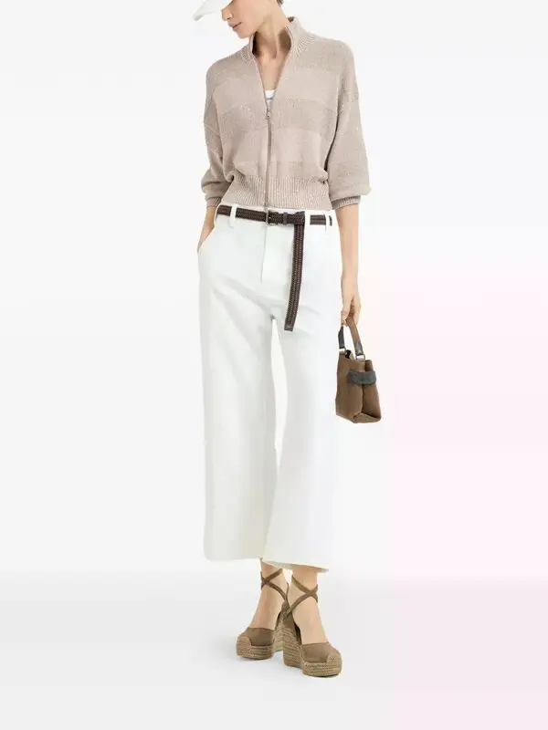 Brunello Cucinelli Striped Zip Cardigan