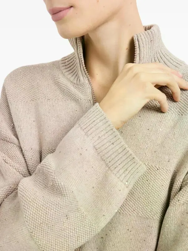Brunello Cucinelli Striped Zip Cardigan