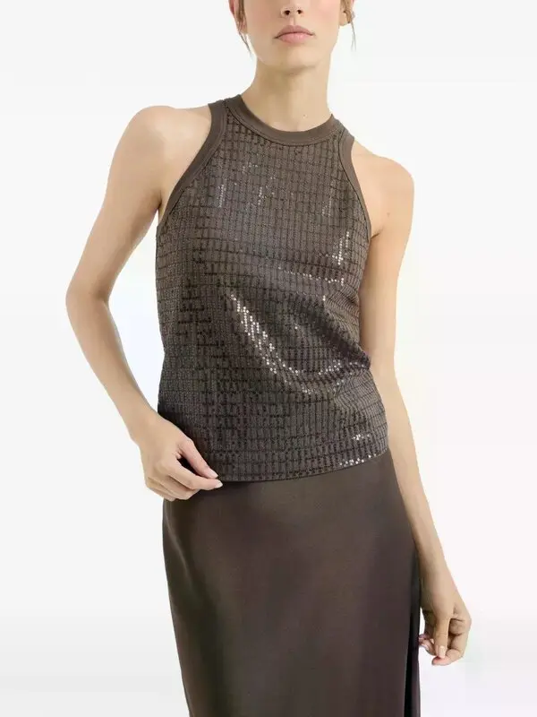 Brunello Cucinelli Check-pattern Top - Brown