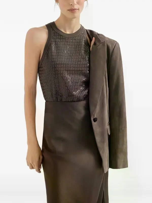 Brunello Cucinelli Check-pattern Top - Brown
