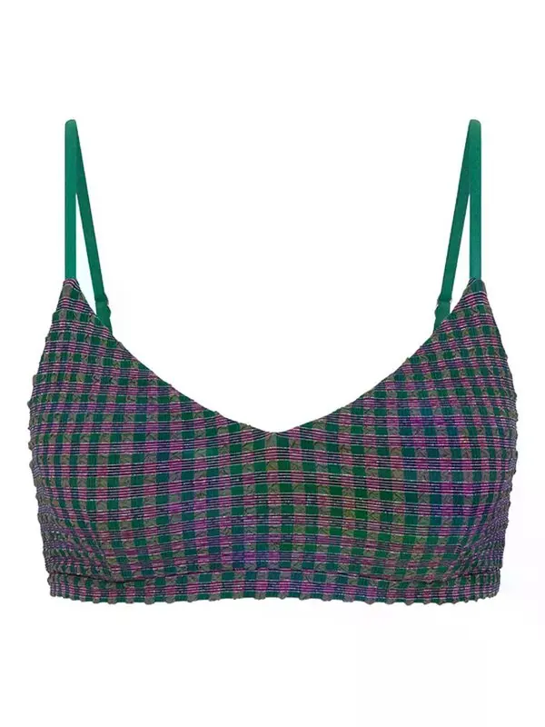 The Upside Aliki Ballet Check-pattern Bra - Green