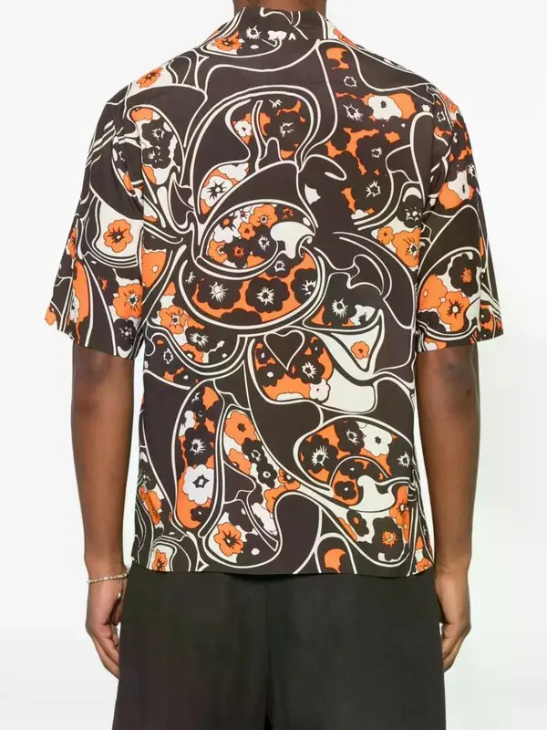Sandro Loose-fit Print Shark Collar Shirt - Brown