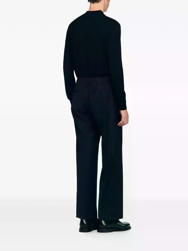Sandro Wide-leg Wool Blend Trousers - Black