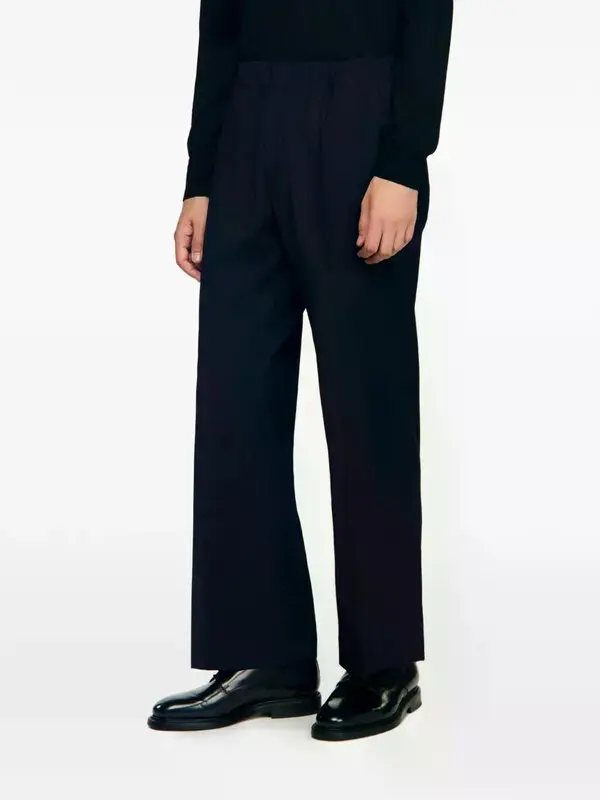 Sandro Wide-leg Wool Blend Trousers - Black