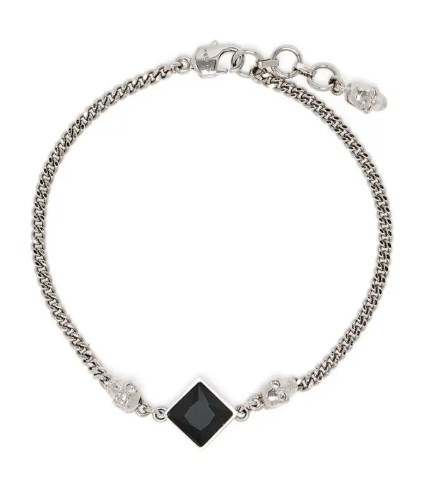 Alexander McQueen Twin Skull Crystal Bracelet - Black