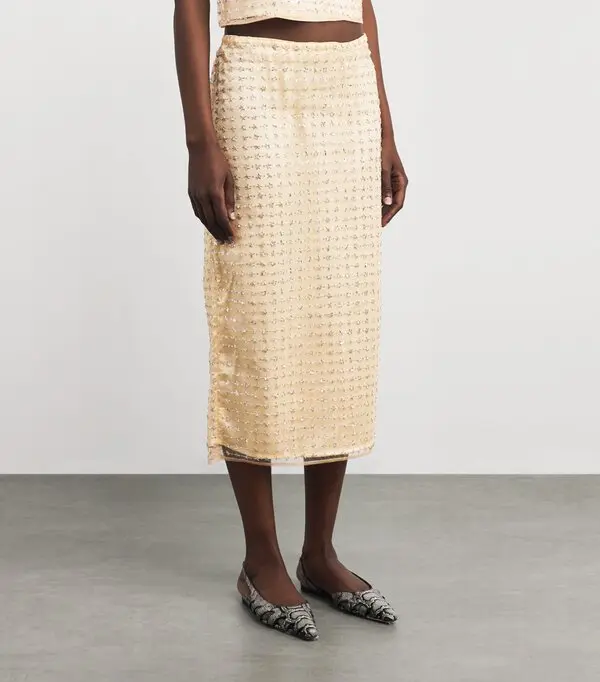 Staud Embellished Ciara Midi Skirt - Ivory