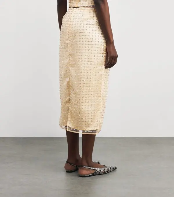 Staud Embellished Ciara Midi Skirt - Ivory