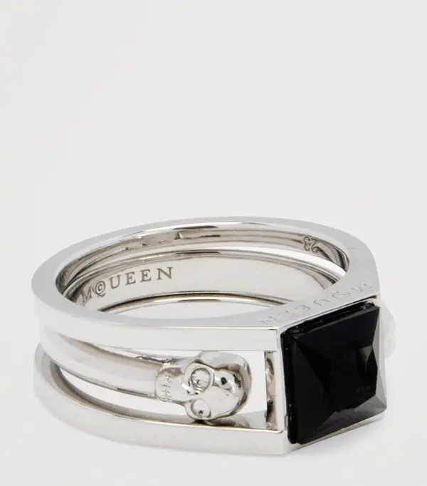 Alexander McQueen Embellished Twin Skull Ring