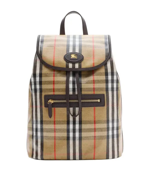 Burberry Leather-trim Check Highlands Backpack - Beige
