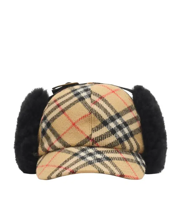Burberry Wool Check Trapper Hat - Beige