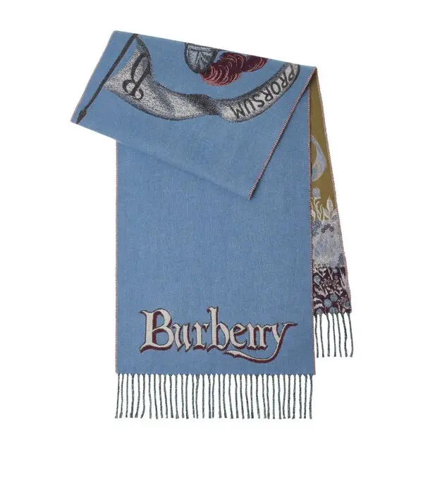 Burberry Cashmere Knight Portrait Scarf - Blue
