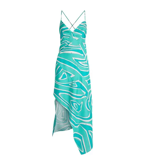 Emilio Pucci Silk Labirinto Print Midi Dress - Blue