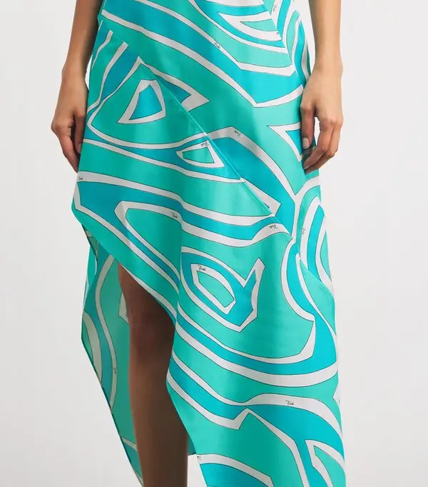 Emilio Pucci Silk Labirinto Print Midi Dress - Blue