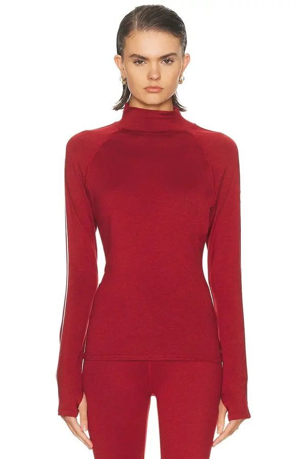 Varley Always Warm Mock Neck Base Layer Top - Red Dahlia Marl