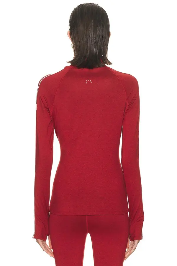 Varley Always Warm Mock Neck Base Layer Top - Red Dahlia Marl