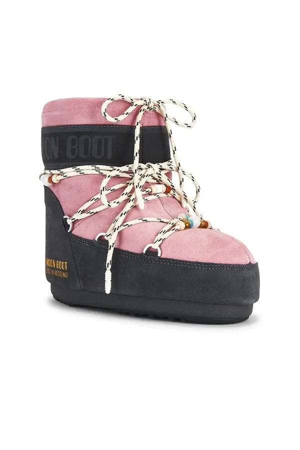 Moon Boot X Guest In Residence Icon Low Suede Beads Boots - Grey & Rose