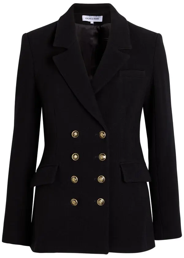 Veronica Beard Claude Dickey Double-breasted Stretch-wool Blazer - Black