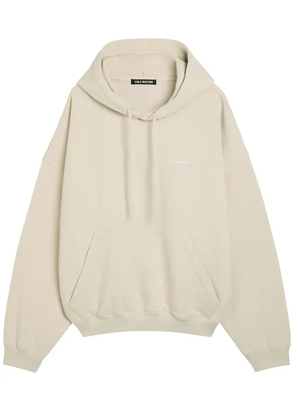 COLE BUXTON Logo-embroidered Cotton-blend Hooded Sweatshirt - Sand