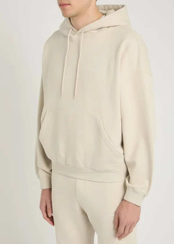 COLE BUXTON Logo-embroidered Cotton-blend Hooded Sweatshirt - Sand