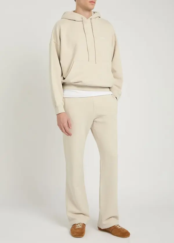 COLE BUXTON Logo-embroidered Cotton-blend Hooded Sweatshirt - Sand