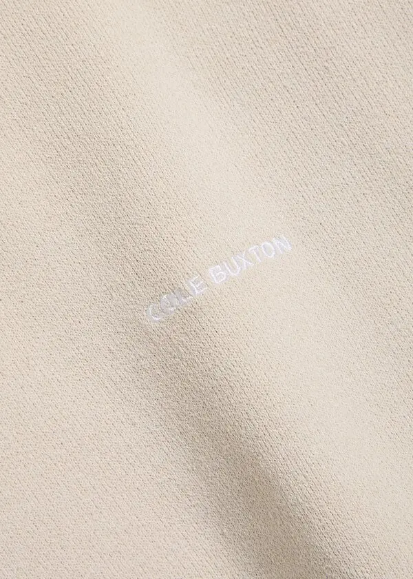 COLE BUXTON Logo-embroidered Cotton-blend Hooded Sweatshirt - Sand