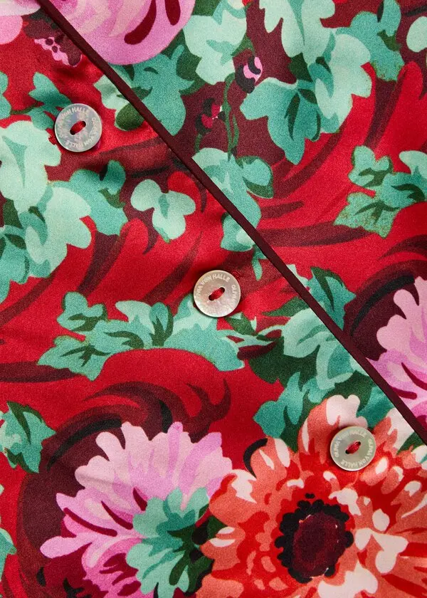 Olivia Von Halle Lila Floral-print Silk Pyjama Set - Red