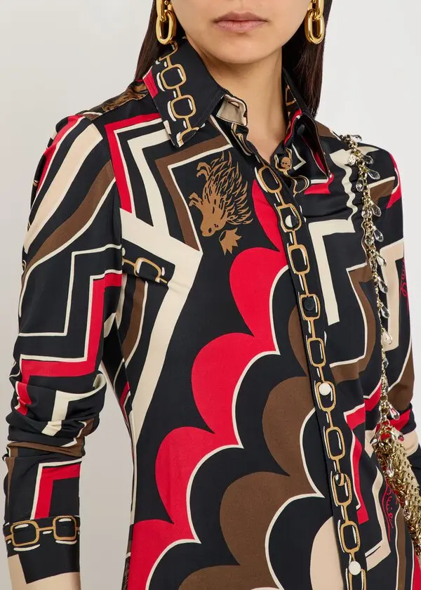 Emilio Pucci Istrice Printed Satin Shirt - Red